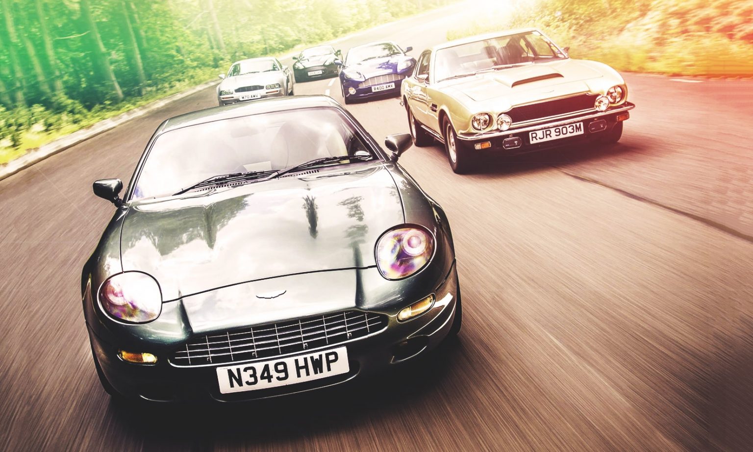 Five Astons - DB7, V8 Vantage, DB9, Vanquish and V8 - Drive