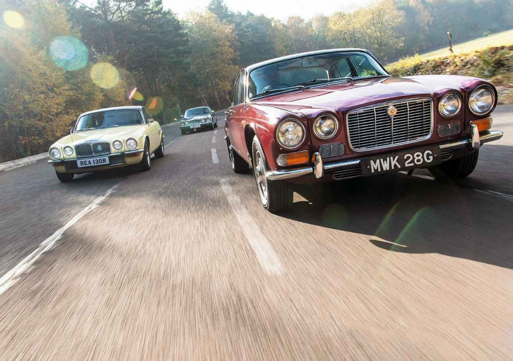 Jaguar luxury class: Series 1 XJ leads a Series 2 Daimler Sovereign ...