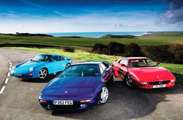 1996 Ferrari F355 GTS vs. 1996 Lotus Esprit V8 Turbo and 1995 Porsche ...